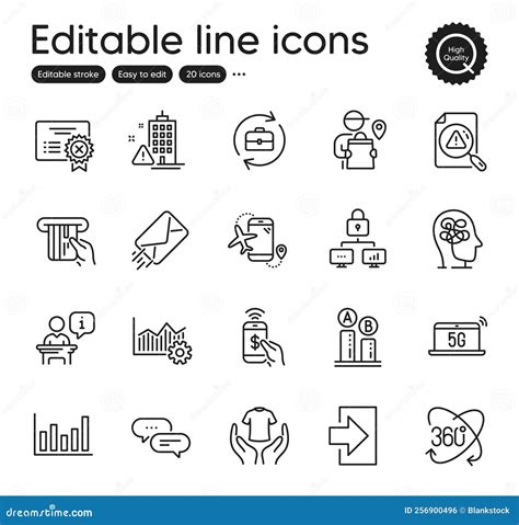 Set Of Business Outline Icons Contains Icons As Column Chart Reject Certificate Vector Stock