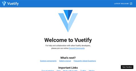 Vuetify Template Codesandbox