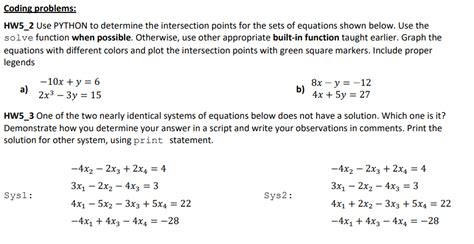 Solved HW Use PYTHON To Determine The Intersection Points Chegg