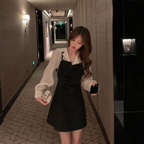 Vintage Dress For Women Patchwork Long Sleeve Offi Grandado