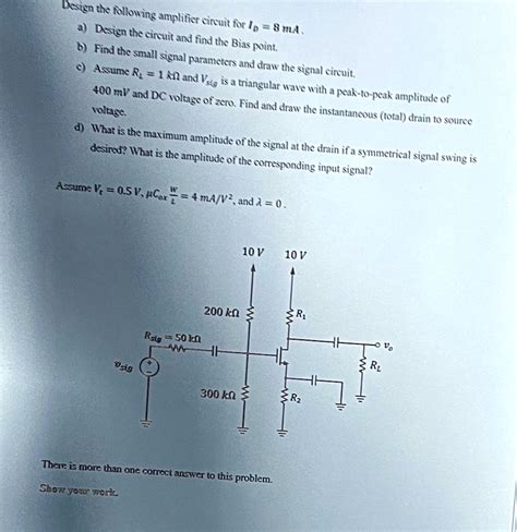 solved texts design the following amplifier circuit for i 8ma design