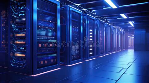 a row of servers in a server room perfect for technology and data