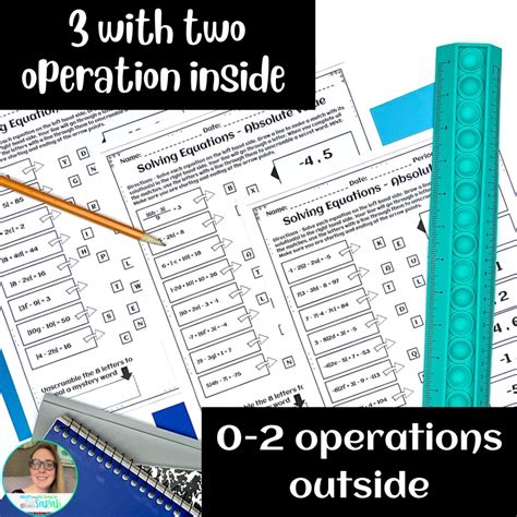 6 Solving Absolute Value Equations Math Mystery Word Activity