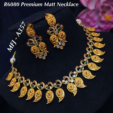 A3 Mango Peacocks Multi Stones Necklace Maruthi Fashion Jewellery