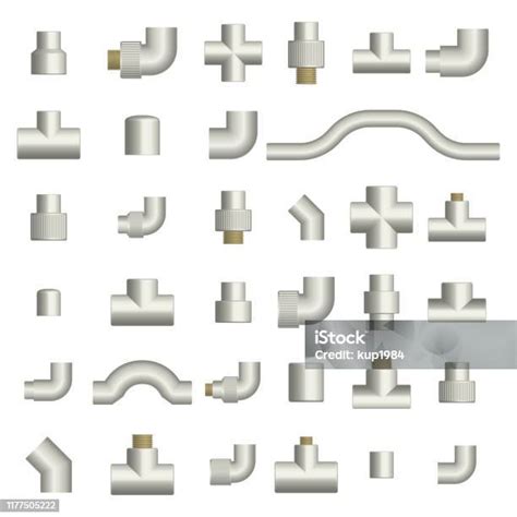 플라스틱 파이프 벡터 그림에 대한 피팅 및 연결 의 집합입니다 관 튜브에 대한 스톡 벡터 아트 및 기타 이미지 관 튜브 폴리 염화 비닐 건설 산업 Istock