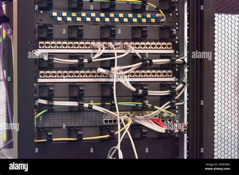 Rack Mounted Servers In A Server Room Close Up Stock Photo Alamy