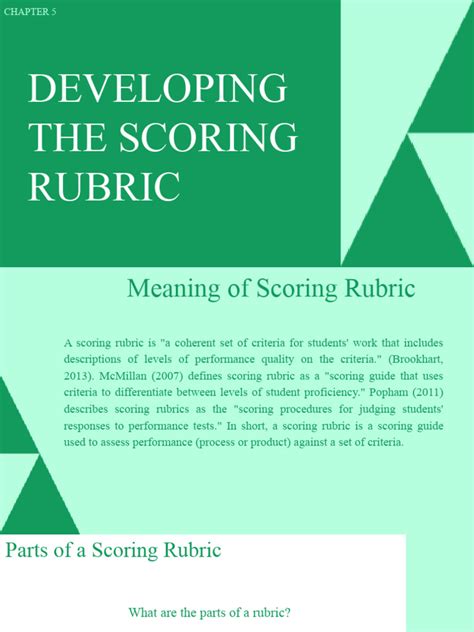 Chapter 5 Developing Scoring Rubrics Pdf Rubric Academic Learning