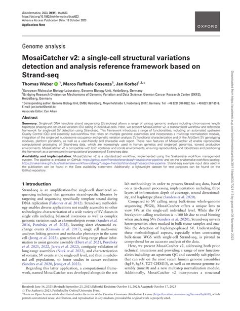 Pdf Mosaicatcher V2 A Single Cell Structural Variations Detection And Analysis Reference