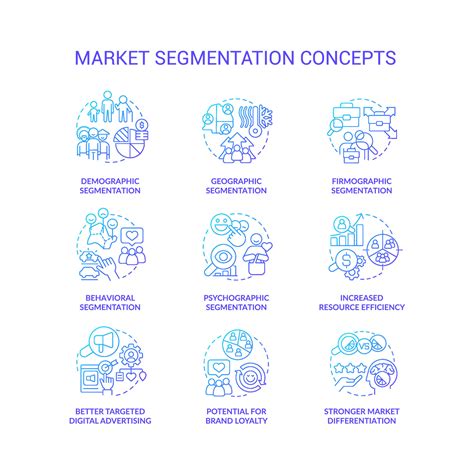 Market Segmentation Blue Gradient Concept Icons Set Divide In Groups