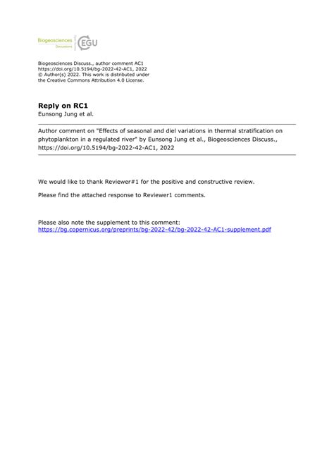 Pdf Effects Of Seasonal And Diel Variations In Thermal Stratification