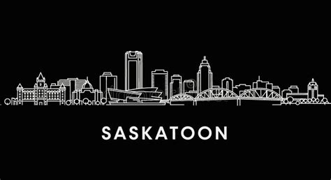 Saskatoon Skyline Lineart Stock Illustrations 2 Saskatoon Skyline