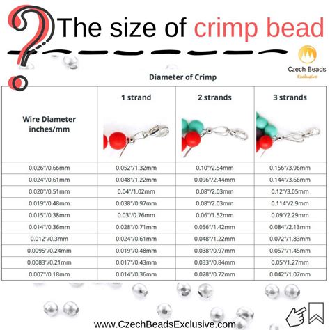 How To Use Crimp Beads Shape Tools Size Chart Crimp Beads Bead Size Chart Bracelet Size