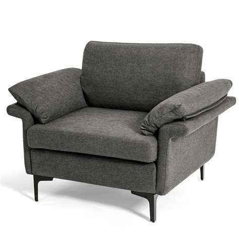 Costway Modern Linen Fabric Accent Armchair Upholstered Single Sofa W