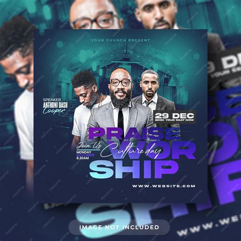 찬양 ⁇ 배 교회 컨퍼런스 플라이어 소셜 미디어 게시물 및 인스타그램 웹 배너 프리미엄 Psd 파일