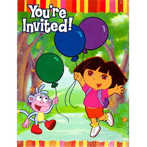Dora The Explorer Fiesta Printed Invitations And Thank You Notes 8 Count