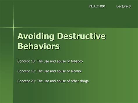 PPT Avoiding Destructive Behaviors PowerPoint Presentation Free Download ID 1562854