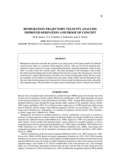 Pdf Remigration Trajectory Velocity Analysis Improved Derivation And