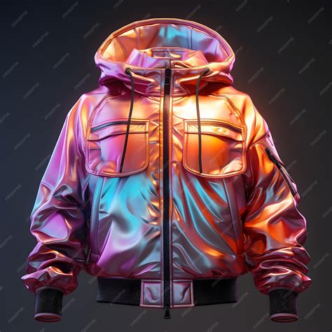 Colorful Holographic Chrome Jacket Iridescent Metallic Hoodie Premium