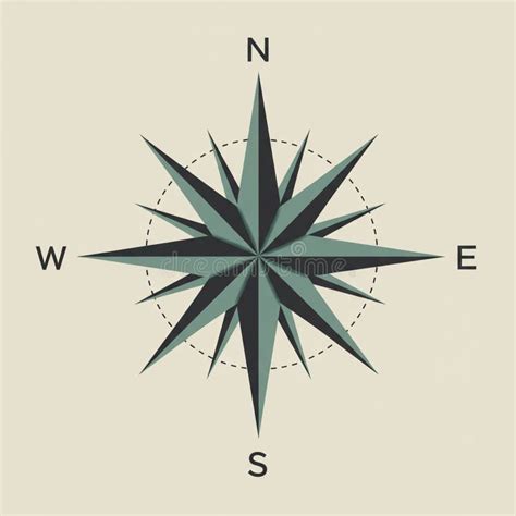 A Stylized Compass Rose With Four Cardinal Points Labeled North N