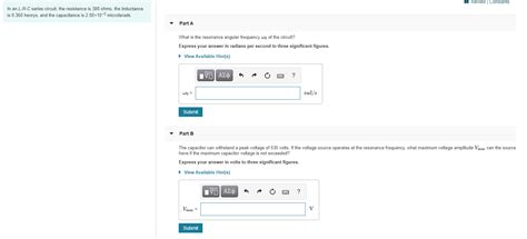 solved 1 review constants in an l r c series circuit the