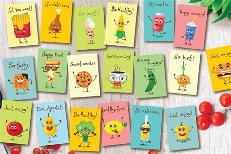Funny Food Set Custom Designed Illustrations ~ Creative Market