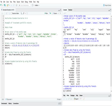 Calculating The Standard Deviation Using R Python