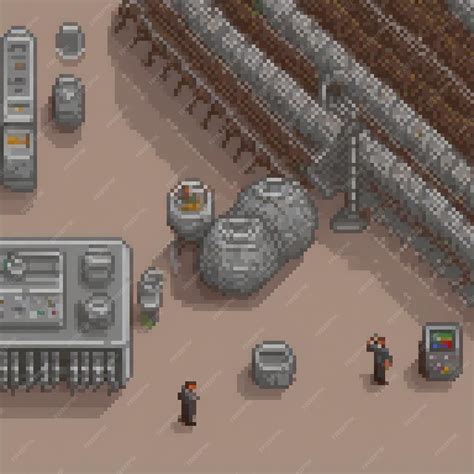 Pixel Art Factory Scene With Various Machines Premium Ai Generated Image