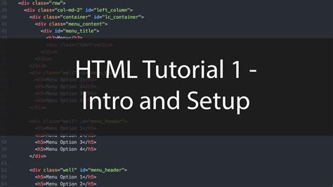 html tutorial 1 intro and set up youtube