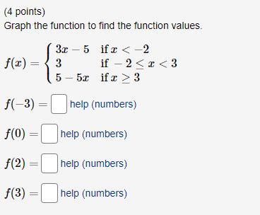 Solved Points Graph The Function To Find The Function Chegg