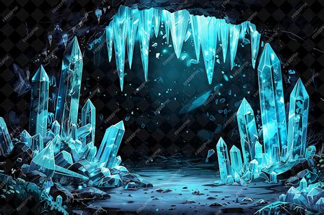 Premium Psd Crystal Cavern Arcane Frame With Sparkling Crystals And
