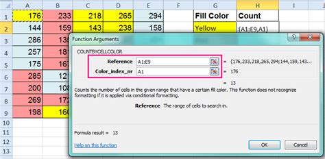 Using A Function To Count Sum Cells By Fill Or Font Color In Excel