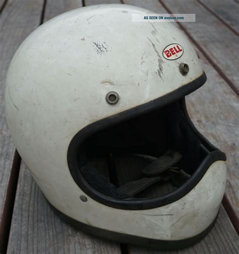 Vintage Bell Moto 1 I Star Full Face Motorcycle Helmet White 7 And 38