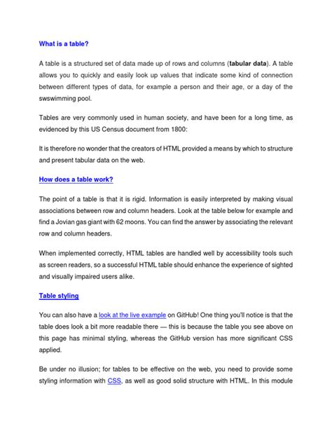 what is a table pdf html element page layout