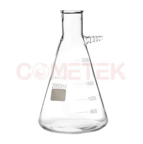 Cometek Borosilicate Glass Filter Flask With Glass Tubulation 2000 Ml
