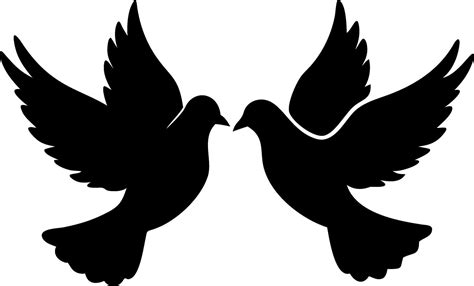 Silhouette Of Two Doves Facing Each Other In Flight Symbolizing Peace