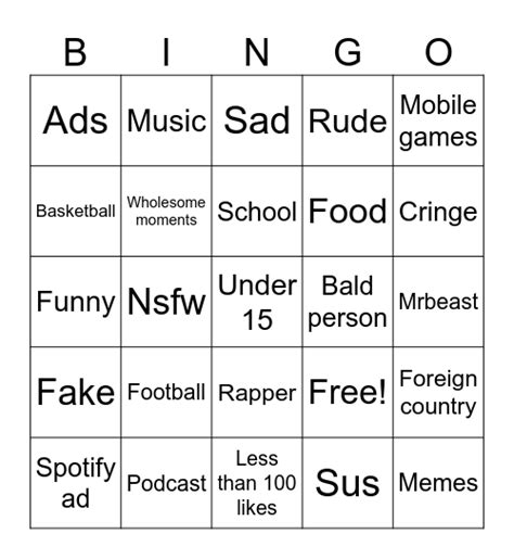 youtube bingo card