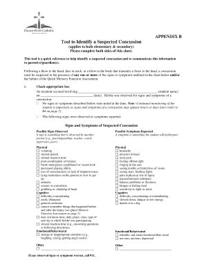 Fillable Online APPENDIX B Tool To Identify A Suspected Concussion Fax