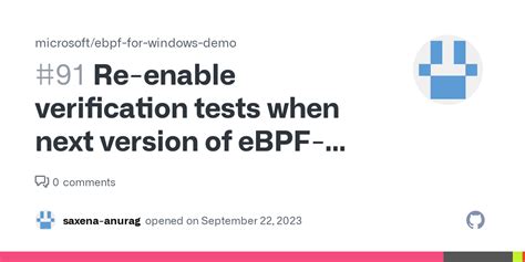 Re Enable Verification Tests When Next Version Of EBPF For Windows Is Released Issue