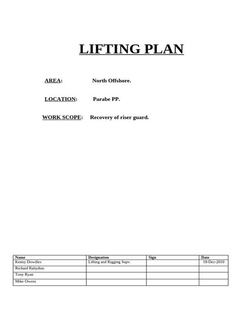 Lifting Plan Template Pdf Crane Machine
