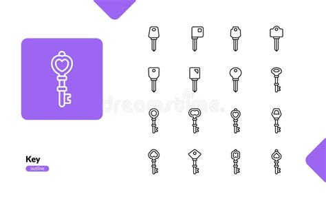 Various Key Secure Access Entry Outline Line Icon Set Stock Vector Illustration Of Device