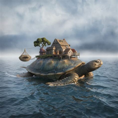 Giant Turtle Crossing Ocean Stock Illustrations 4 Giant Turtle