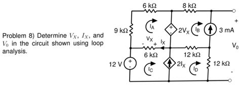 solved determine vx ix and v0 in the circuit shown using