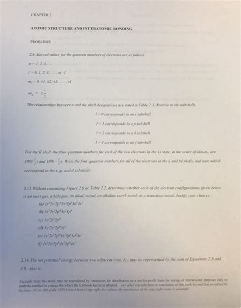 Solved Chapter 2 Atomic Structure And Interatomic Bonding