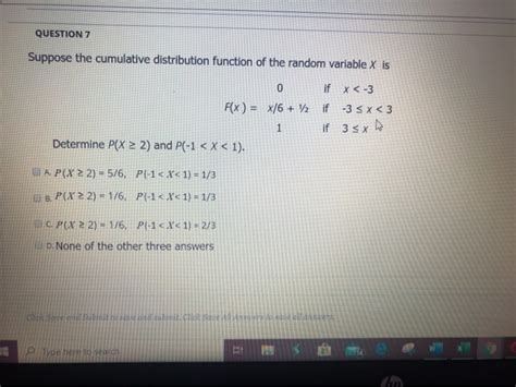 Solved Question 7 Suppose The Cumulative Distribution