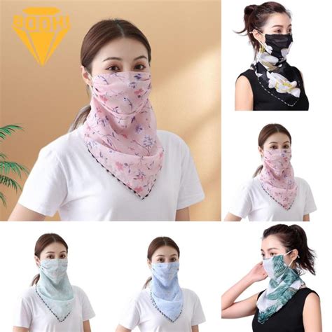 Riding Face Hood Flower Print Neck Wrap Cycling Neck Shawl Darazlk
