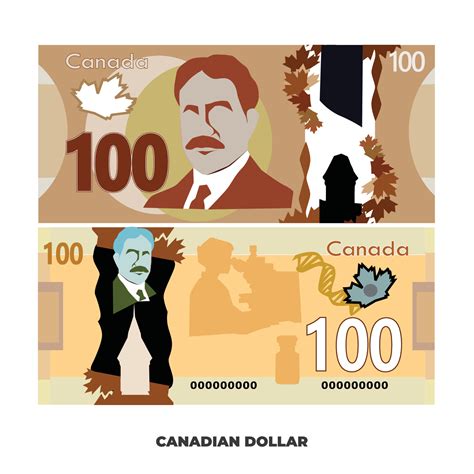 Vector Illustration Of 100 Canadian Dollar Note Isolated On White