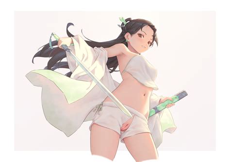 Rule 34 Bigrbear Black Hair Breasts Brown Eyes Coat Cropped Legs Earrings Female Holding