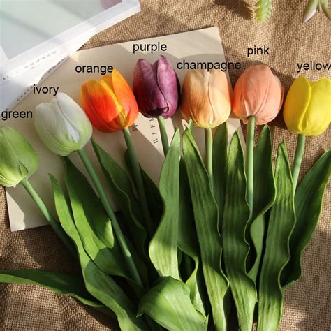 Real Touch Tulips Pu Foam Soft Flowers Length 505cm1988 Wedding