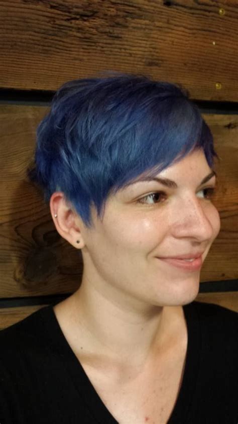 Dark Blue Pixie Hair Cut Pravana Vivid Cut Pixie Hairstyles Pixie Haircut Blue Is The Warmest