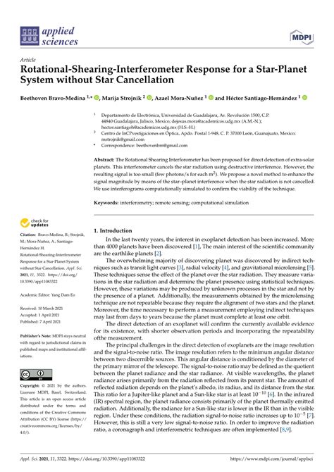 Pdf Rotational Shearing Interferometer Response For A Star Planet System Without Star Cancellation